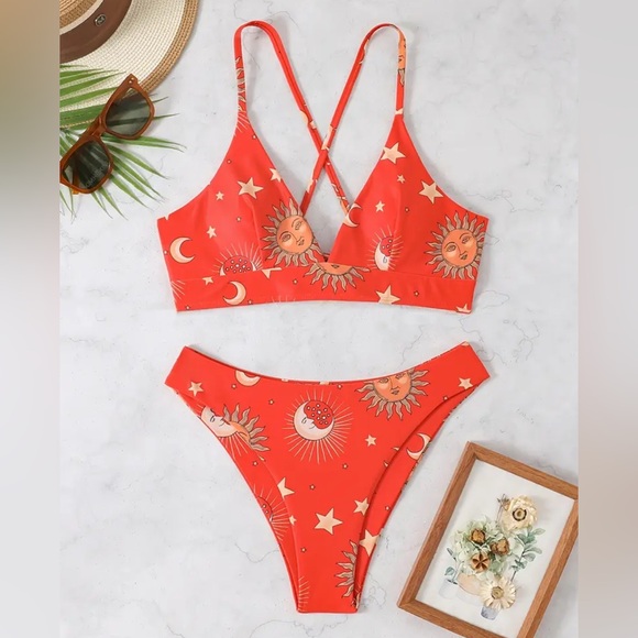 Swim | Super Pretty Red Celestial Womens 2 Piece Lace Back Bikini Set ...